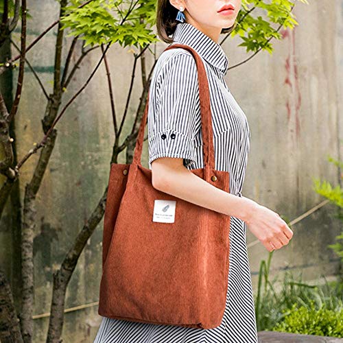 WantGor Women Corduroy Tote Bag, Large Shoulder Hobo Bags Casual Handbags Big Capacity Shopping Purses Work Bag