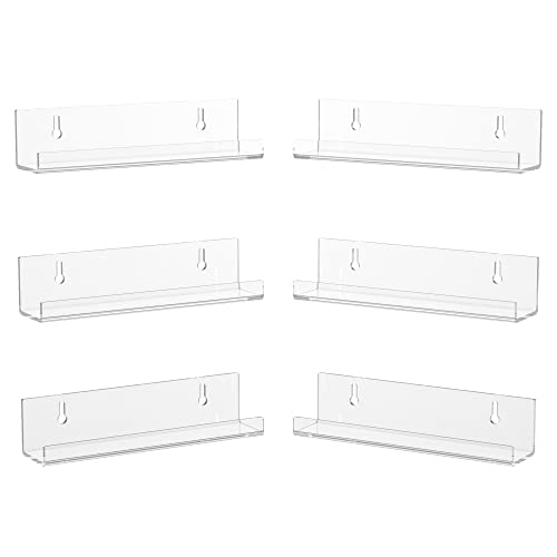 Hexsonhoma 7 Inch Clear Acrylic Record Shelf Set of 6, Record Wall Display, Vinyl Record Holder CD Rack, 6 Pack