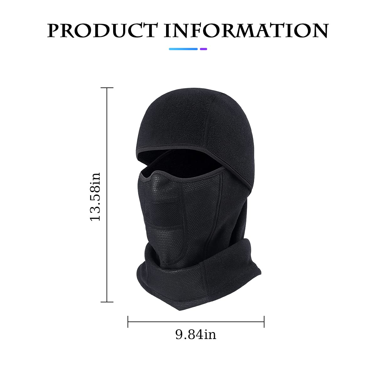 Balaclava Ski Mask, Face Full Coverage Mask for Men Women, Cold Weather Wind Sun UV Rays Dust Protection for Skiing, Snowboarding, Cycling, Hiking, Outdoor Activities, Car Accessories Black
