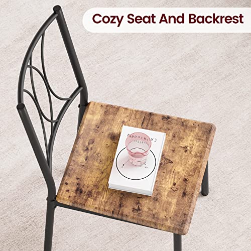 IDEALHOUSE Kitchen Table Set for 4, Dining Table and Chairs, Rectangular Dining Room Table Set with 4 Metal and Wood Chairs, 5 Piece Dining Table Set for Small Space, Apartment, Rustic Brown