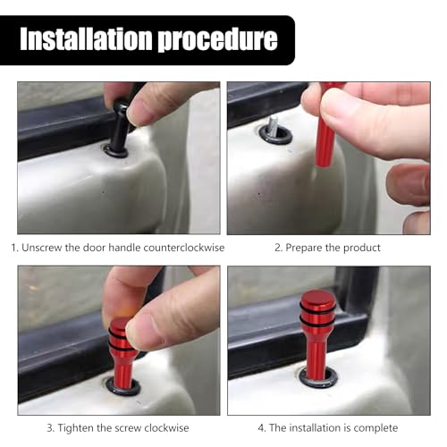 Hawyet 4 PCS Car Door Lift Bolt, 1.93" Safety Door Metal Lock Knob Pull Pin Replacement, Simple Personalized Door Lock Status Button Cover, Universal Interior Accessories for Most Cars (Black)