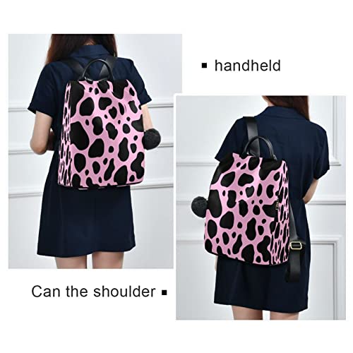 xigua Pink Black Cow Print Backpack Purse for Women Anti Theft Fashion Back Pack Shoulder Bag197