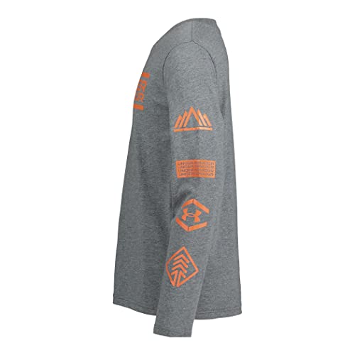 Under Armour Boys Outdoor Long Sleeve Tee, Stylish Crew Neckline, Cute Full Fit T Shirt, Pitch Gray Graphic, Large US