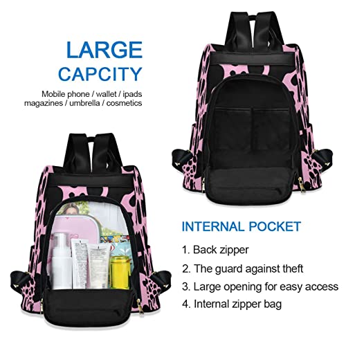 xigua Pink Black Cow Print Backpack Purse for Women Anti Theft Fashion Back Pack Shoulder Bag197