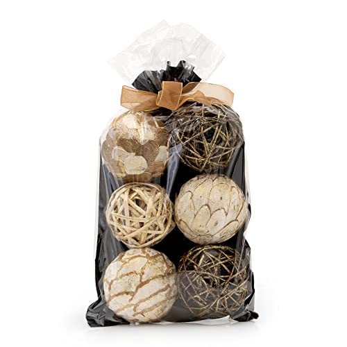 ANDALUCA Natural Tones Vase & Bowl Fillers Decorative Balls | Home Decor (Golden Orbs)