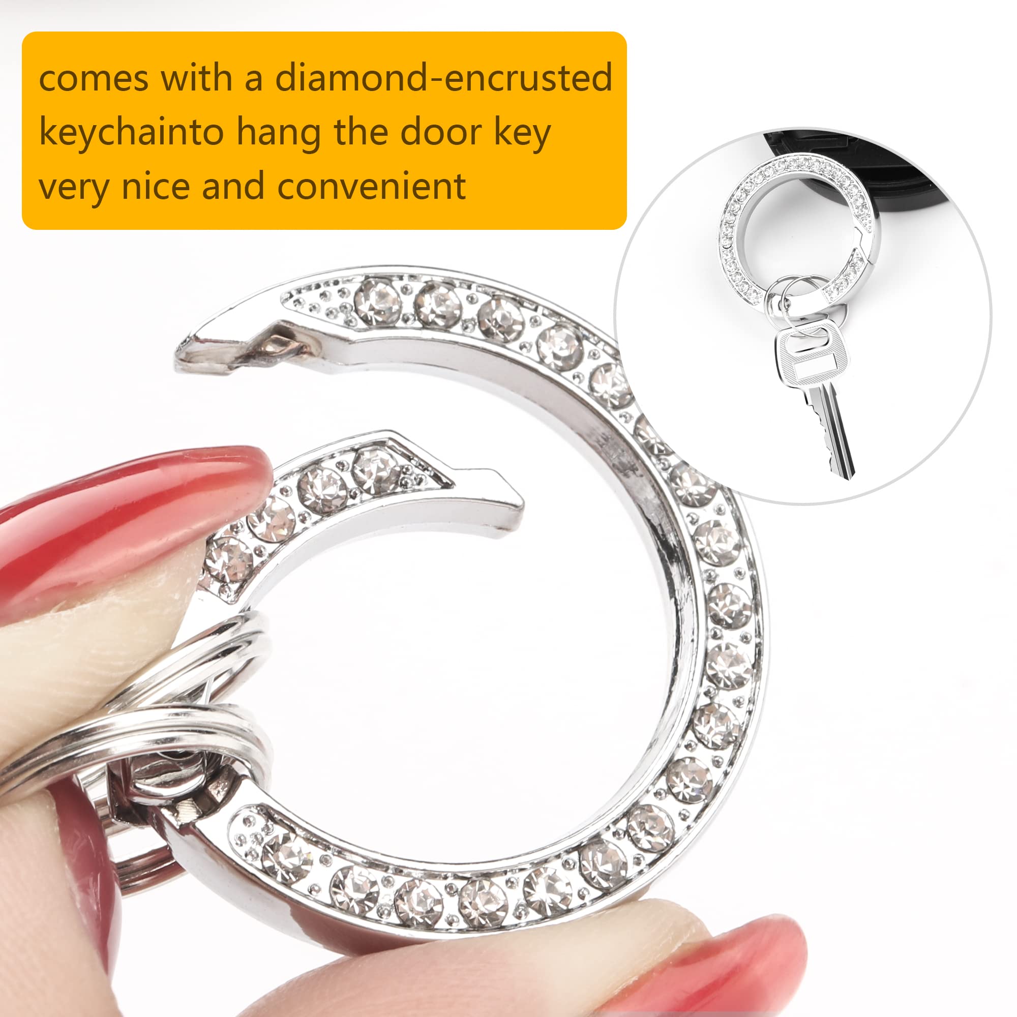 Fehlot Car Keychain for Women,Keychain Accessories With Bling Rhinestones,Car Key Chains Fashionable Glitter Key Ring (Bling key -White and Red)