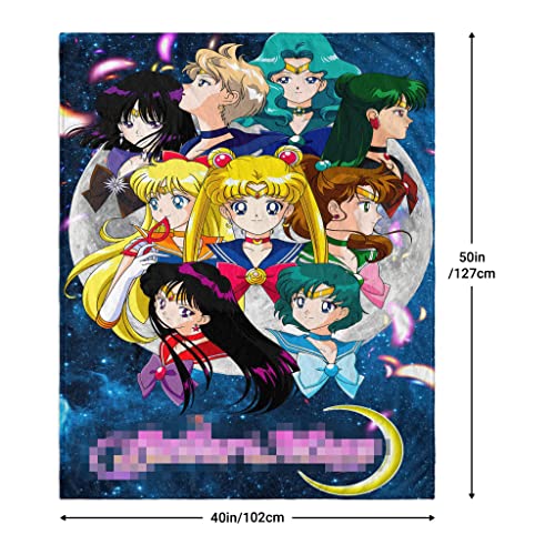 DRINCE Anime Blanket Cartoon Flannel Throw Blankets for Sofa All Season Super Cozy Plush Blanket for Kids Adults Gift 50''X40''