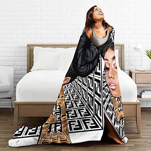 Nicki Rapper Singer Minaj Band Throw Blanket Soft Cozy Flannel Blankets Decor for Bed Couch Living Room Travel Outdoor 80"X60"