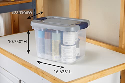 Rubbermaid Roughneck Clear 19Qt/ 4.75 Gal Storage Containers, Pack of 6, with Snap-Fit Grey Lids, Visible Base, Sturdy and Stackable, Great for Storage and Organization