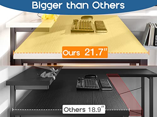 ODK L Shaped Computer Desk, 61" Reversible L Shaped Desk, Corner Computer Desk with Storage Shelves & Monitor Stand, Home Office Desk, Gaming Desk, Corner Desk, Writing Desk, White