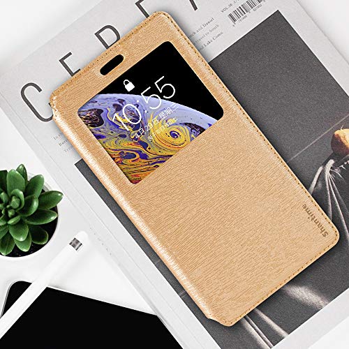 for Gigaset GX290 Case, Wood Grain Leather Case with Card Holder and Window, Magnetic Flip Cover for Gigaset GX290 Plus (6.1”)