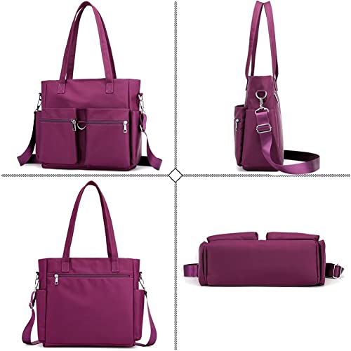 EDIWER Nylon Tote Bag for Women Multi-function Shoulder Handbag Waterproof Travel Crossbody Bag Large Capacity Work bag