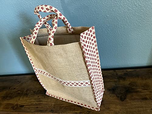 Stylish Hand made Jute Bags - Unique bag designs (supports under privileged women), Beige With Red Or Yellow Accents