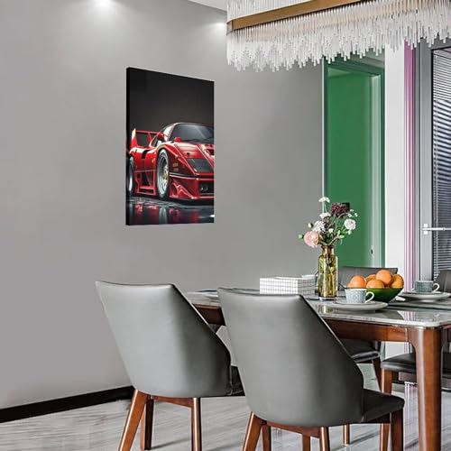 Car Poster Ferrari F40 Supercar Posters Racing Car Canvas Wall Art For Boy's Bedroom SuperCar Wall Decor Frame-style 24x36inch(60x90cm)