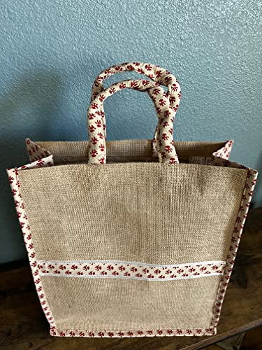 Stylish Hand made Jute Bags - Unique bag designs (supports under privileged women), Beige With Red Or Yellow Accents