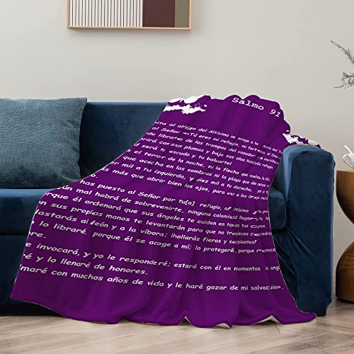 YIVIVEN Salmo 91 En EspaƱol Blanket Christian Gifts 50"x60", Religious Throw Blanket, Christian Blankets Plush, Salmo 91 Throw Blanket (Salmo 91) Prayer Blanket Scripture Blanket