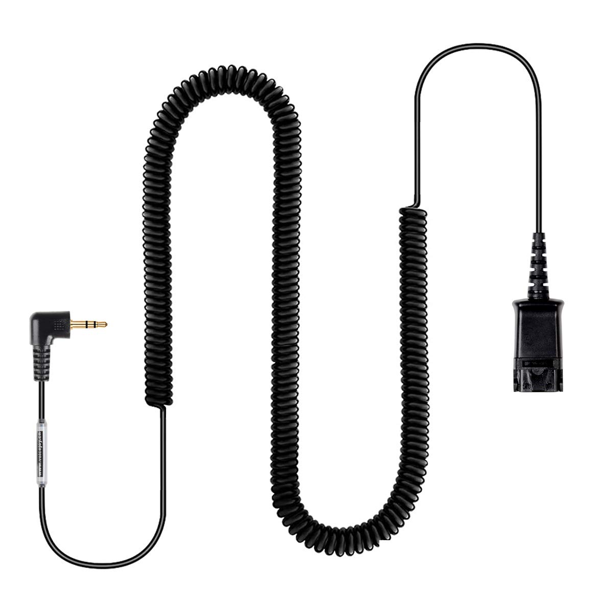 Quick Disconnect QD to 2.5mm Telephone Headset Adapter Cable Coiled Headset to Cisco Linksys SPA Polycom Grandstream Panasonic Zultys & Gigaset Office IP & Many Cordless Dect Phones