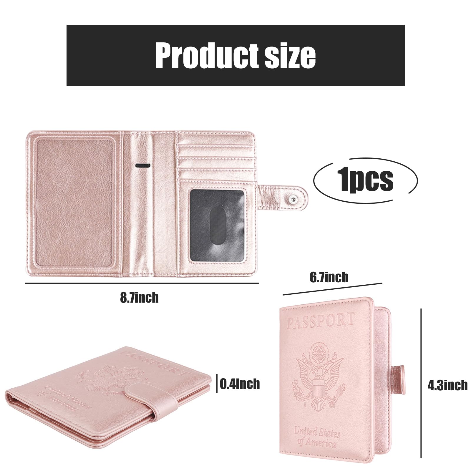gunhunt Pack-1 Passport and Vaccine Card Holder Combo, PU Leather Functional Travel Document Cover Case, Multiple Card Slots Hold Passport, Air Ticket, Bank Card, ID Card, Credit Card (Pink)