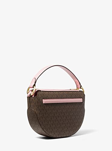 Michael Kors Emilia Half Moon Medium Logo Shoulder Bag Crossbody Brown Powder Blush