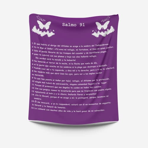 YIVIVEN Salmo 91 En EspaƱol Blanket Christian Gifts 50"x60", Religious Throw Blanket, Christian Blankets Plush, Salmo 91 Throw Blanket (Salmo 91) Prayer Blanket Scripture Blanket
