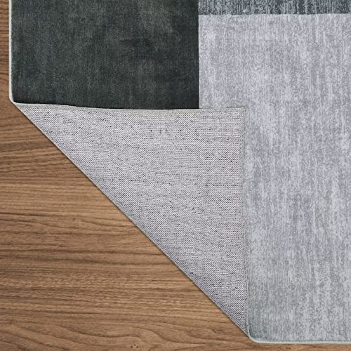 GlowSol Washable Area Rug 4×6 Living Room Rugs Contemporary Area Rug Abstract Geometric Indoor Rugs for Bedroom Floor Carpet Non Shedding Mat Foldable Thin Rug Non Slip Carpet, Grey
