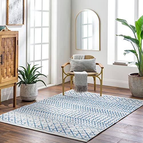 Artistic Weavers Chester Boho Moroccan Area Rug, 6'7" x 9', Cream/Royal Blue