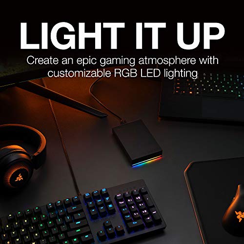 Seagate FireCuda Gaming Hard Drive External Hard Drive 2TB - USB 3.2 Gen 1, RGB LED Lighting for PC and Mac (STKL2000400) (Renewed)