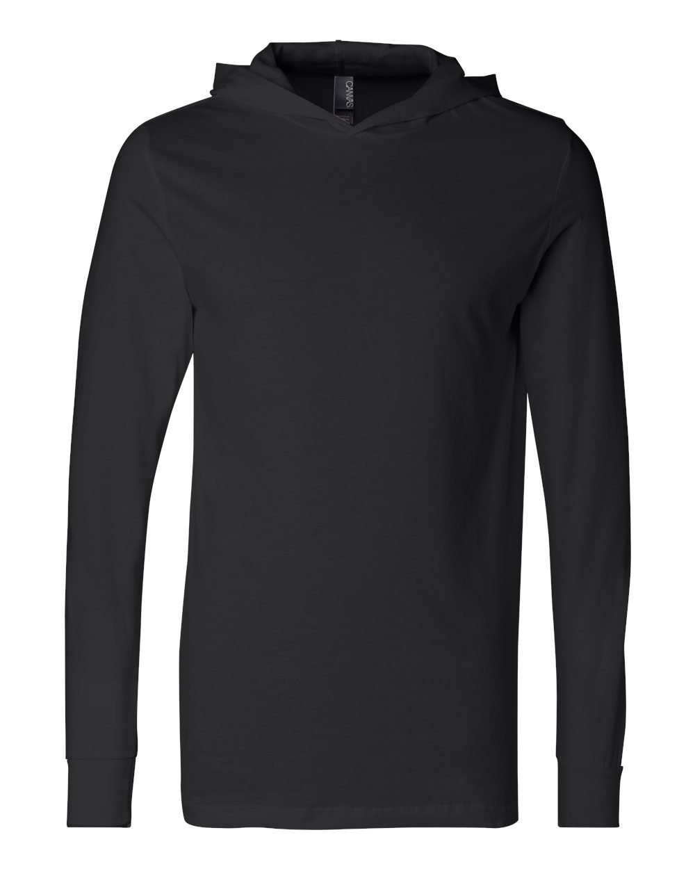 Bella + Canvas Unisex Jersey Long-Sleeve Hoodie, Small, BLACK