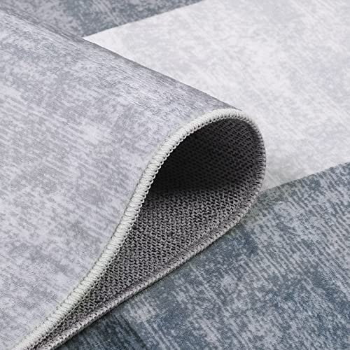 GlowSol Washable Area Rug 4×6 Living Room Rugs Contemporary Area Rug Abstract Geometric Indoor Rugs for Bedroom Floor Carpet Non Shedding Mat Foldable Thin Rug Non Slip Carpet, Grey