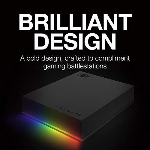 Seagate FireCuda Gaming Hard Drive External Hard Drive 2TB - USB 3.2 Gen 1, RGB LED Lighting for PC and Mac (STKL2000400) (Renewed)