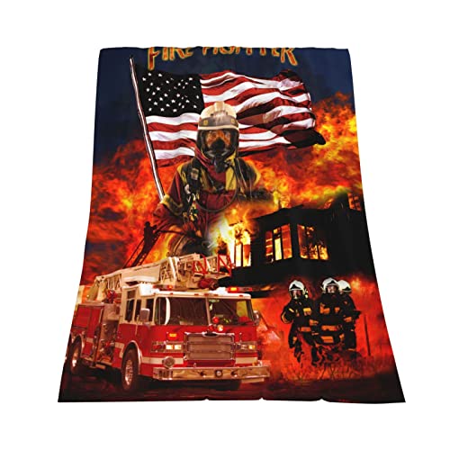 Firefighter Blanket Fireman Gifts for Men Fire Fighter Hero Fire Blanket Soft Fuzzy Warm Plush Flannel Throw Blankets for Sofa Couch Bed 50"X60"