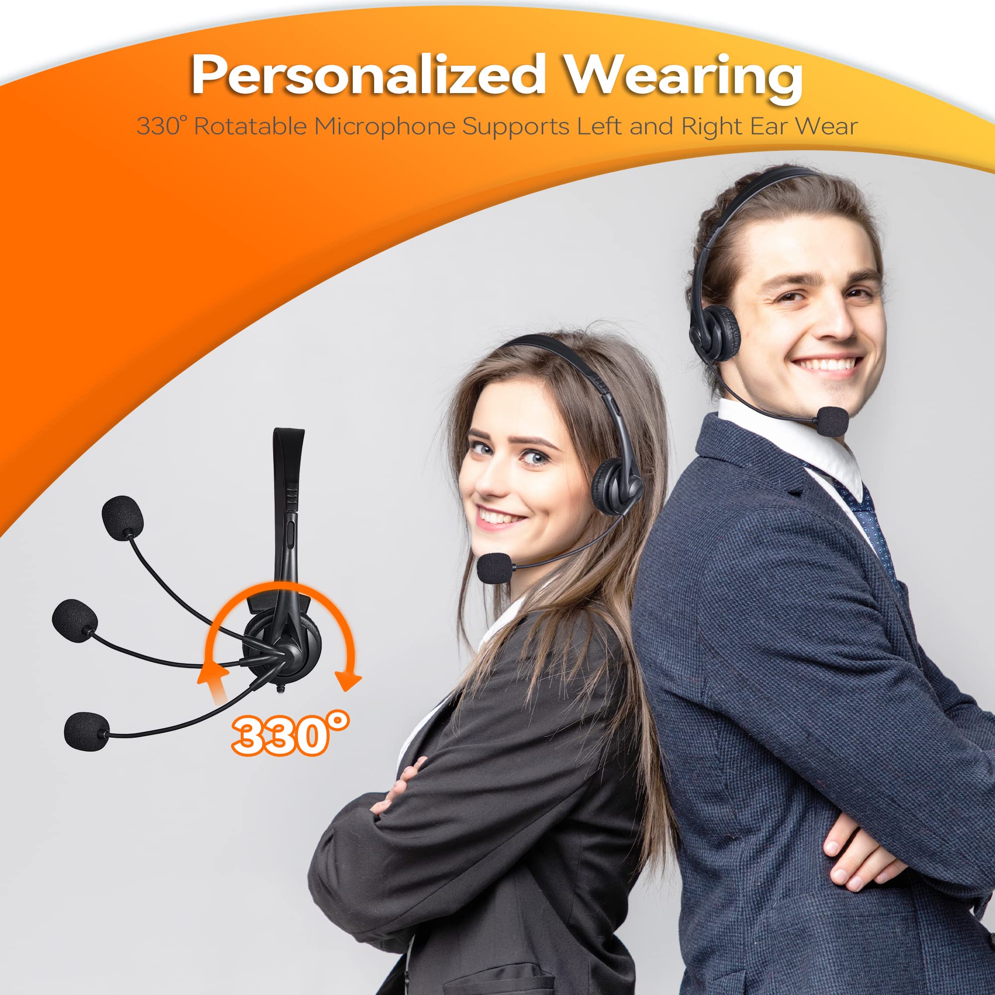 Telephone Headset with Microphone Noise Cancelling 2.5mm Jack, Ultra Light Binaural Wired Phone Headset Compatible with Panasonic AT&T Polycom Cisco SPA Grandstream Uniden Gigaset Zultys Desk Phone