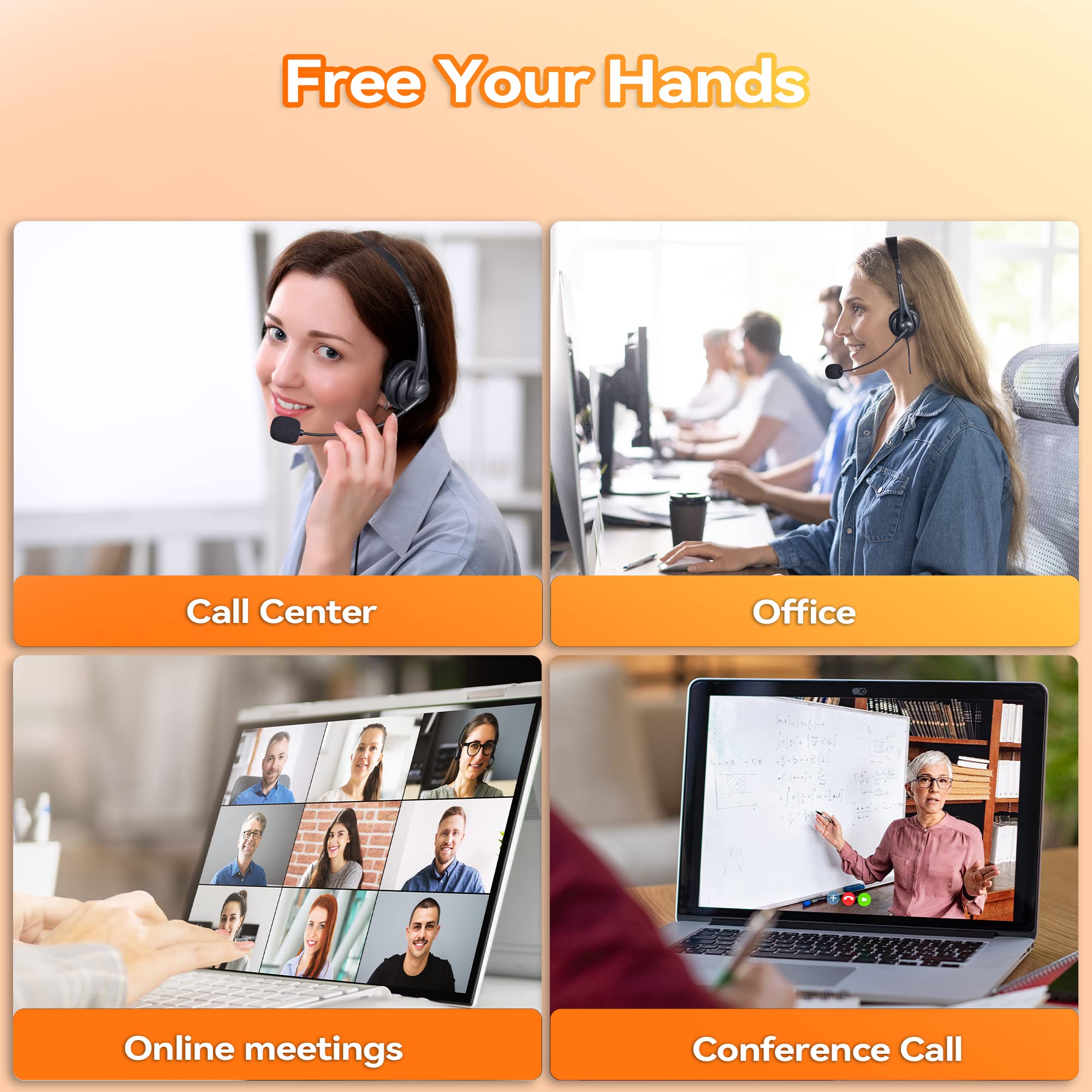 Telephone Headset with Microphone Noise Cancelling 2.5mm Jack, Ultra Light Binaural Wired Phone Headset Compatible with Panasonic AT&T Polycom Cisco SPA Grandstream Uniden Gigaset Zultys Desk Phone