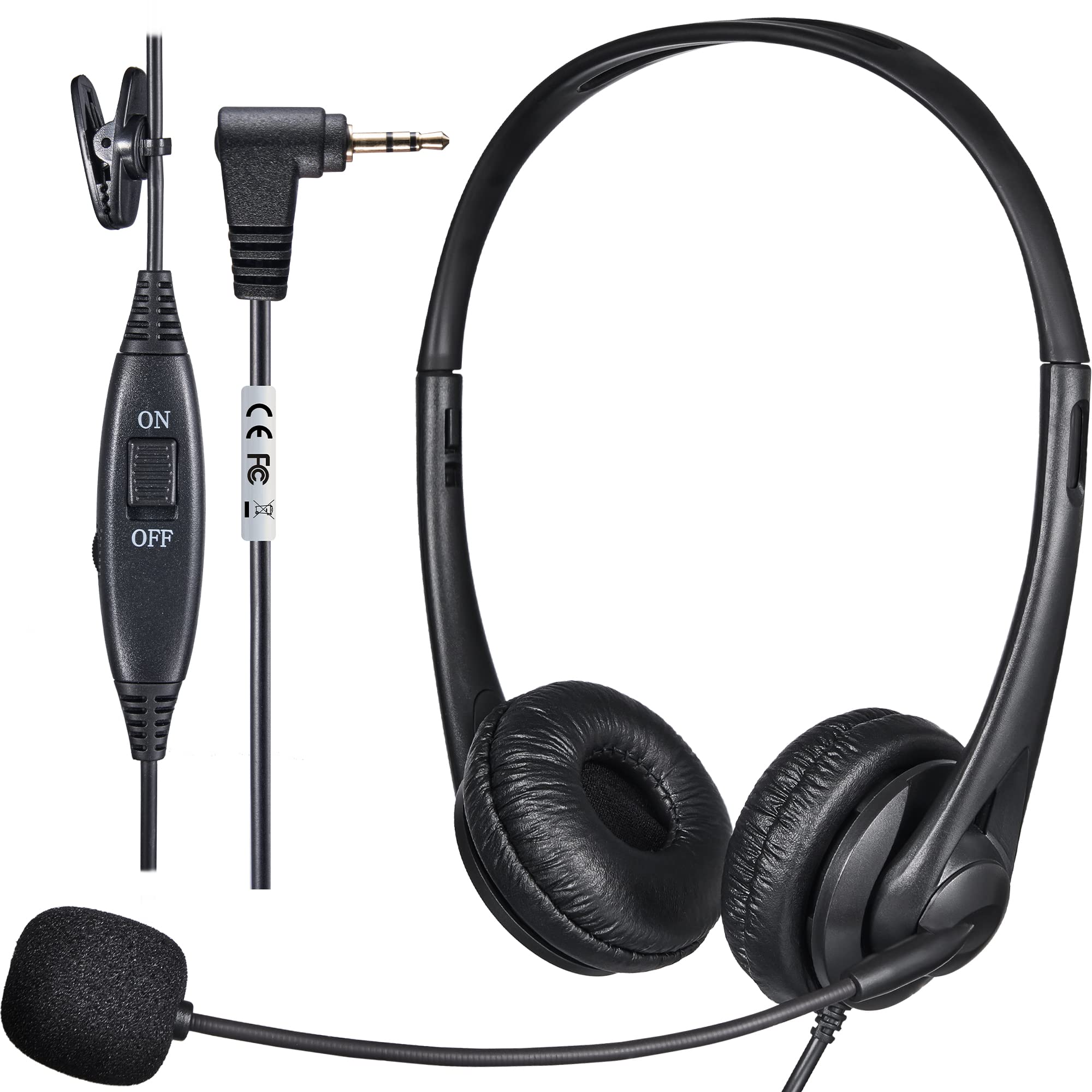 Telephone Headset with Microphone Noise Cancelling 2.5mm Jack, Ultra Light Binaural Wired Phone Headset Compatible with Panasonic AT&T Polycom Cisco SPA Grandstream Uniden Gigaset Zultys Desk Phone