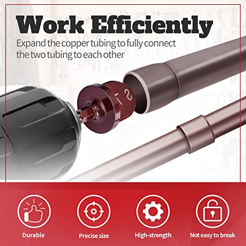 ColumPRO HVAC Repairing Tools, Air Conditioner Copper Pipe Expander Swaging Tool, 1/4 Inch Hex Shank Copper Pipe Flaring Tool Tube Expander,1/4'', 3/8'',1/2'', 5/8'',3/4'',7/8''Bits