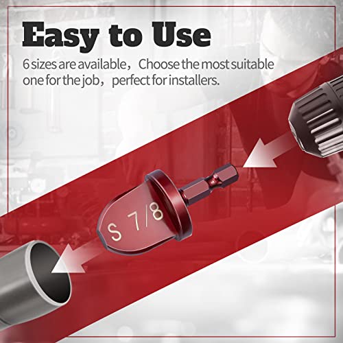 ColumPRO HVAC Repairing Tools, Air Conditioner Copper Pipe Expander Swaging Tool, 1/4 Inch Hex Shank Copper Pipe Flaring Tool Tube Expander,1/4'', 3/8'',1/2'', 5/8'',3/4'',7/8''Bits