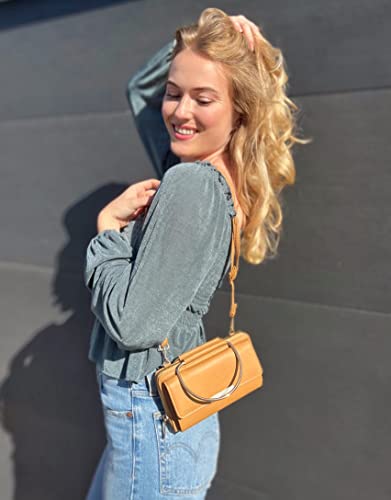 EVVE Small Top Handle Wristlet Clutch Purse,Trendy Crossbody Cell Phone Wallet Purse For Women | Orange