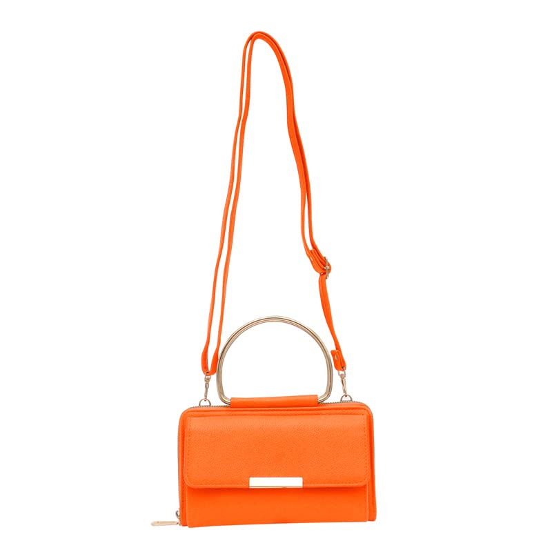 EVVE Small Top Handle Wristlet Clutch Purse,Trendy Crossbody Cell Phone Wallet Purse For Women | Orange