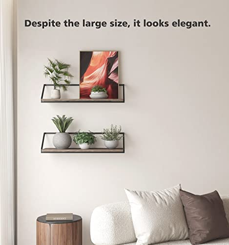 ARTLUO Shelves for Wall Decor Set of 2,24 Inch Floating Wall Shelves,Floating Book Shelves for Wall,Natural Wood Floating Shelves,Wall Mounted Bookshelf,Wall Shelves for Bedroom,Living Room,Bathroom