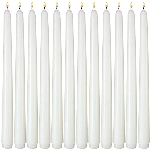12 Pcs White Taper Candles for Home Decoration, 10×7/8 Inch Thin Candlesticks, Great for Dinner Party and Emergency