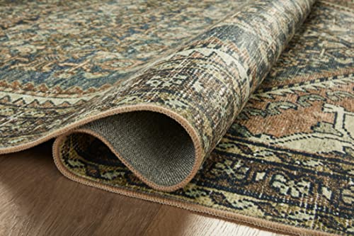 Magnolia Home by Joanna Gaines x Loloi Banks Collection BAN-02 Machine Washable Denim / Clay 2'-6" x 7'-6" Runner Rug