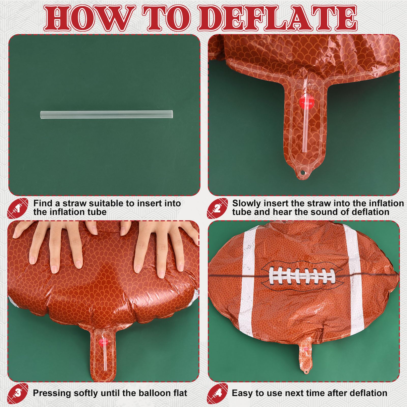 27 Inch Football Balloons, 6 Pcs Football Foil Balloons - Super Bowl & Tailgate Party Decor