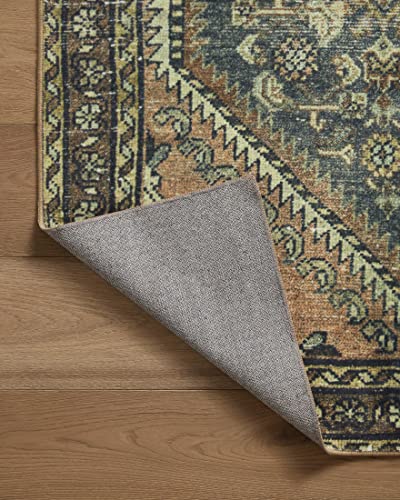 Magnolia Home by Joanna Gaines x Loloi Banks Collection BAN-02 Machine Washable Denim / Clay 2'-6" x 7'-6" Runner Rug