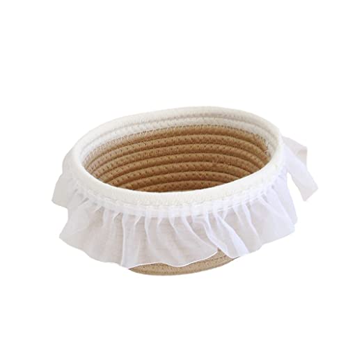 N/A Chiffon Cotton Rope Storage Baskets Weaving Home Sundries Toy Candy Finishing Basket Desktop Small Organizer Box (Color : D, Size : Large)