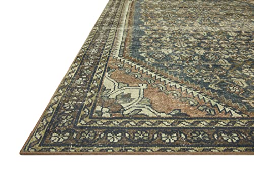 Magnolia Home by Joanna Gaines x Loloi Banks Collection BAN-02 Machine Washable Denim / Clay 2'-6" x 7'-6" Runner Rug