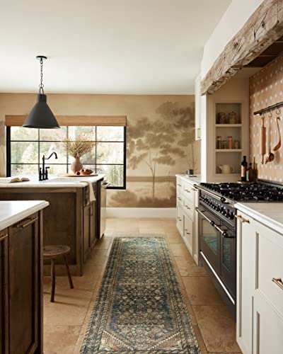 Magnolia Home by Joanna Gaines x Loloi Banks Collection BAN-02 Machine Washable Denim / Clay 2'-6" x 7'-6" Runner Rug