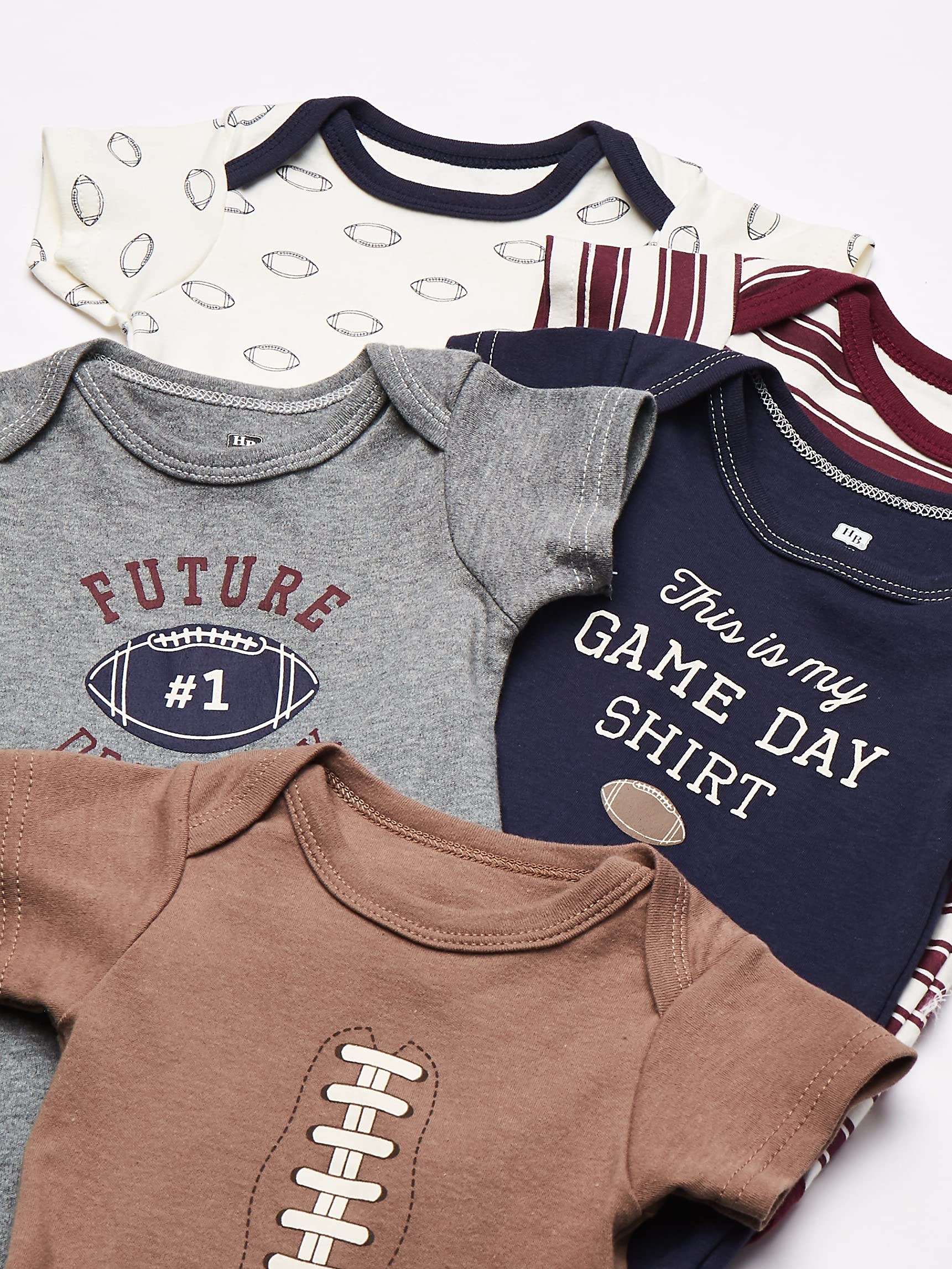 Hudson Baby Unisex Baby Cotton Bodysuits, Football, 3-6 Months