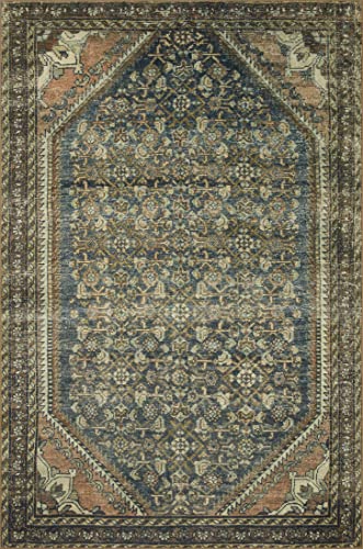 Magnolia Home by Joanna Gaines x Loloi Banks Collection BAN-02 Machine Washable Denim / Clay 2'-6" x 7'-6" Runner Rug
