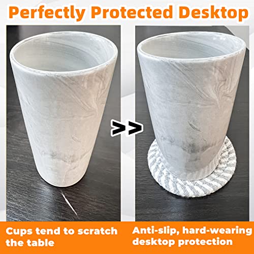 KNWOBL 10 Pcs Drink Coasters with Holder,Absorbent Drink Coasters,Handmade Braided Drink Coasters,Super Absorbent Heat-Resistant Coasters,5 Colors