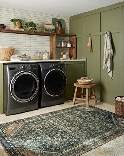 Magnolia Home by Joanna Gaines x Loloi Banks Collection BAN-02 Machine Washable Denim / Clay 2'-6" x 7'-6" Runner Rug